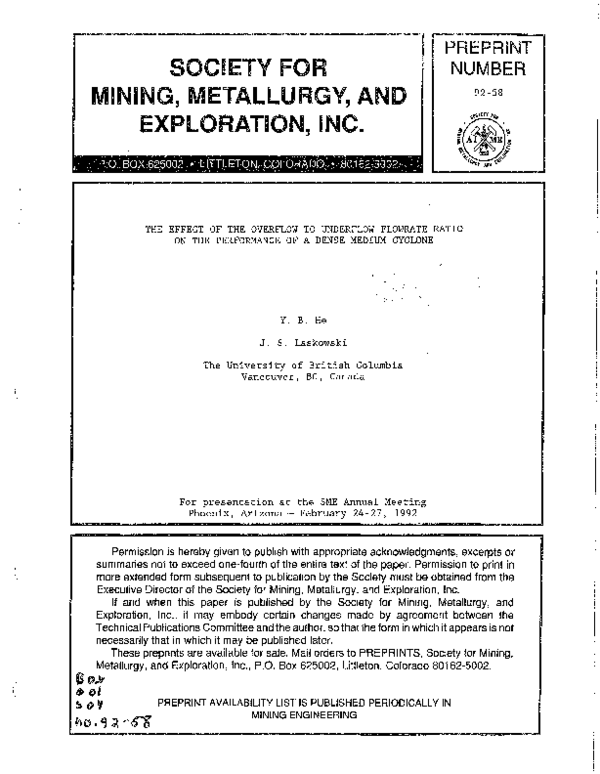 (PDF) THE EFFECT OF THE OVERFLOW TO UNDERFLOW FLOWRATE RATIO ON THE ...