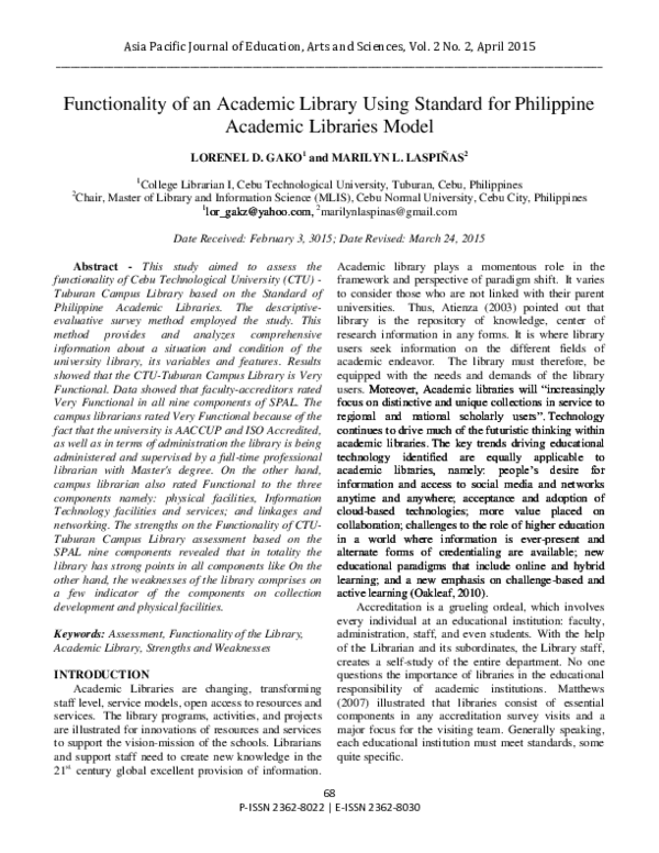 (PDF) Functionality of an Academic Library Using Standard for ...