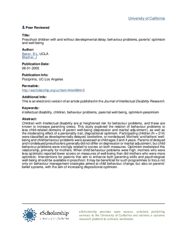 (PDF) Pre-school children with and without developmental delay ...