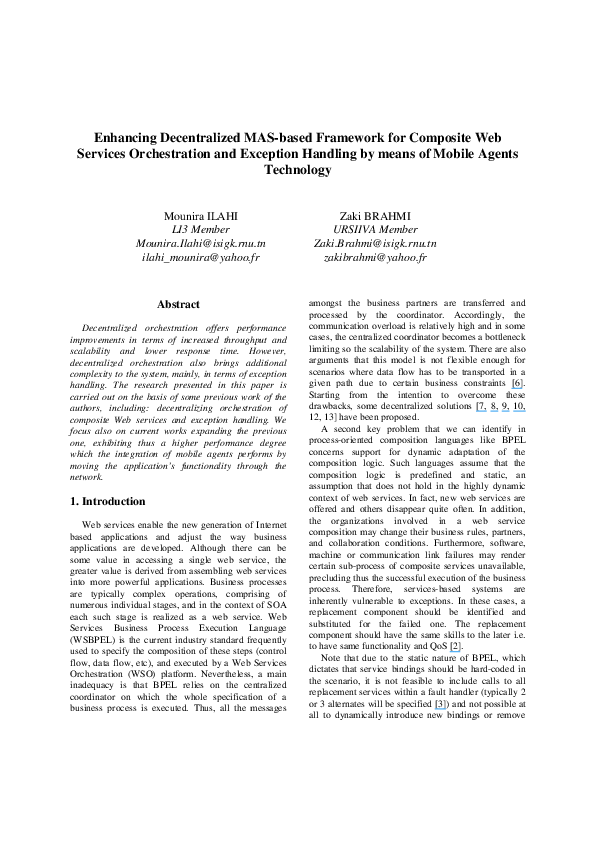 (PDF) Enhancing Decentralized MAS-Based Framework for Composite Web Services Orchestration and ...