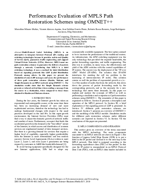 (PDF) Performance Evaluation of MPLS Path Restoration Schemes using OMNET