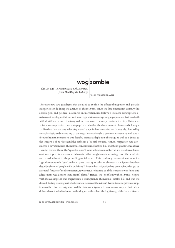 (PDF) Wog Zombie: The De- and Re-Humanisation of Migrants, from Mad ...