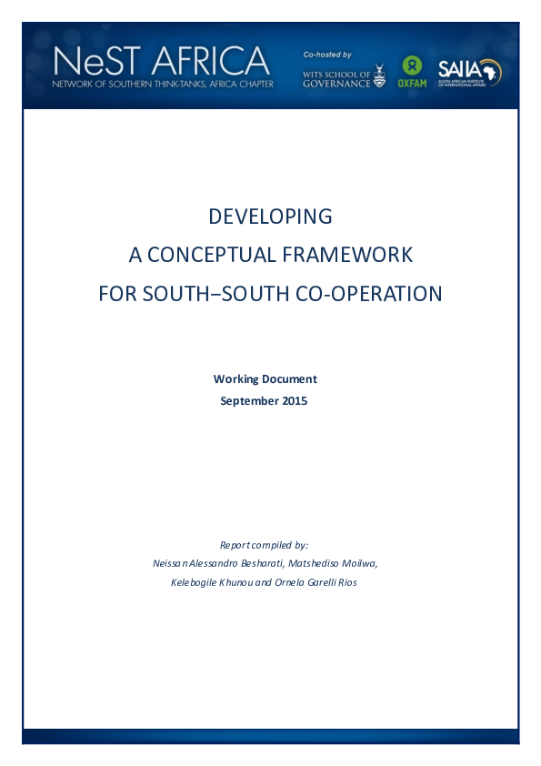 (PDF) DEVELOPING A CONCEPTUAL FRAMEWORK FOR SOUTH−SOUTH CO-OPERATION