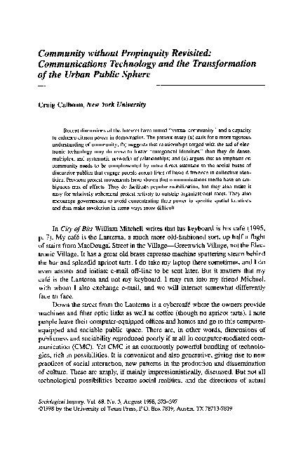 (PDF) Community without Propinquity Revisited: Communications ...