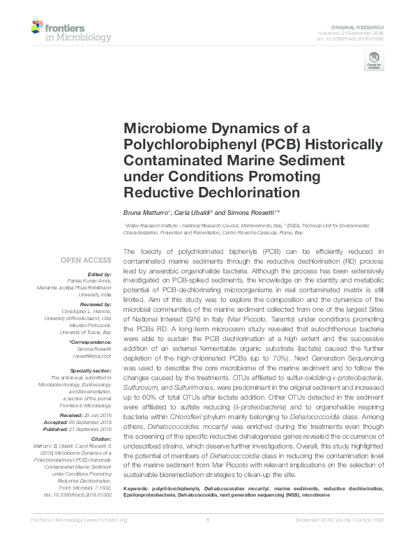 (PDF) Polychlorinated biphenyl (PCB) anaerobic degradation in marine ...
