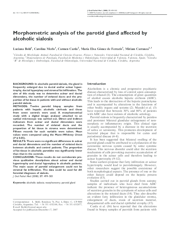(PDF) Morphometric analysis of the parotid gland affected by alcoholic ...