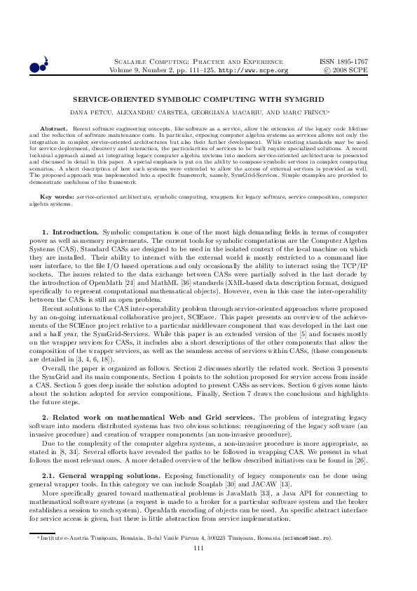 Pdf Service Oriented Symbolic Computing With Symgrid