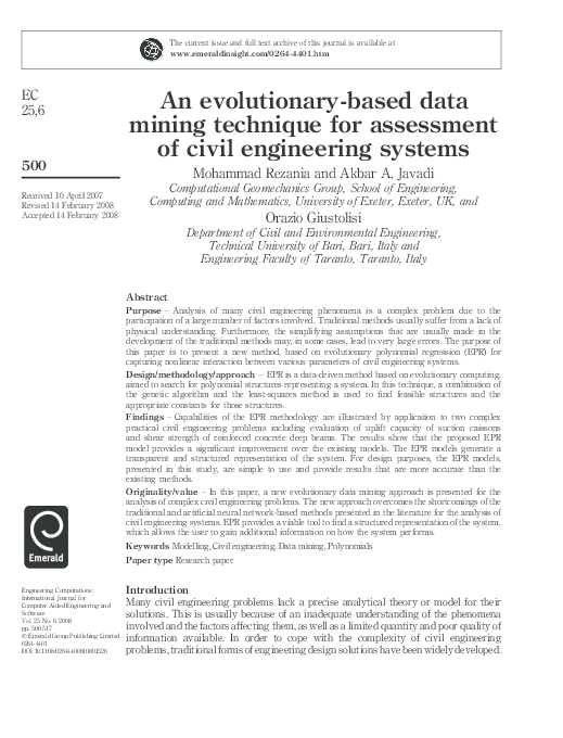 (PDF) An evolutionary-based data mining technique for assessment of ...