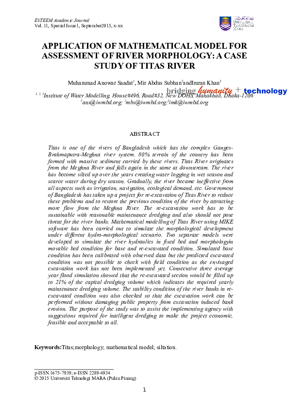(DOC) Application of mathematical model for assessment of river ...