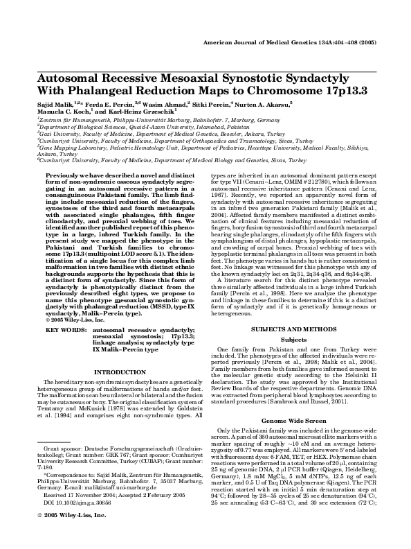 (PDF) Autosomal recessive mesoaxial synostotic syndactyly with ...
