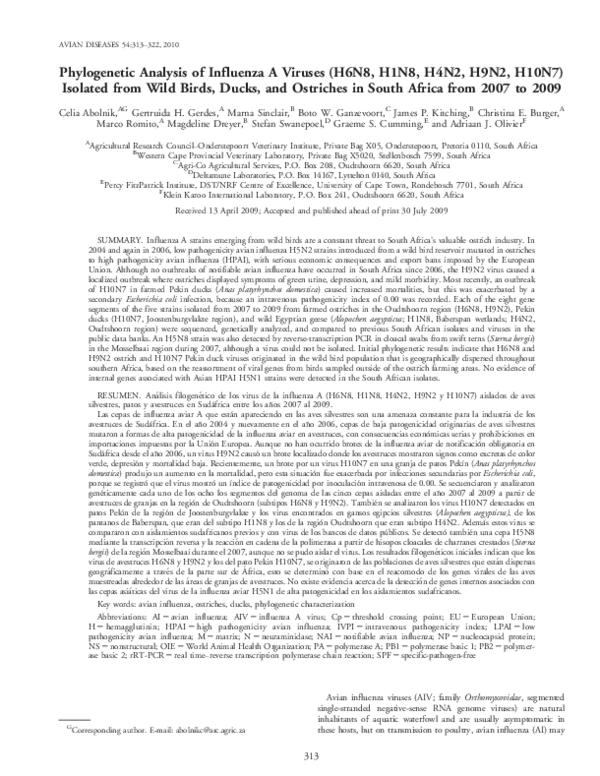 (PDF) Phylogenetic Analysis of Influenza A Viruses (H6N8, H1N8, H4N2 ...