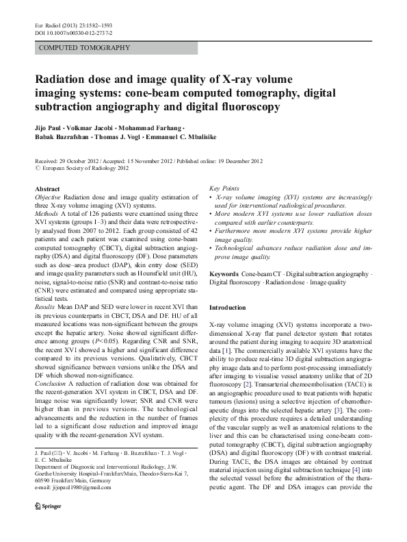 (PDF) Radiation dose and image quality of X-ray volume imaging systems ...