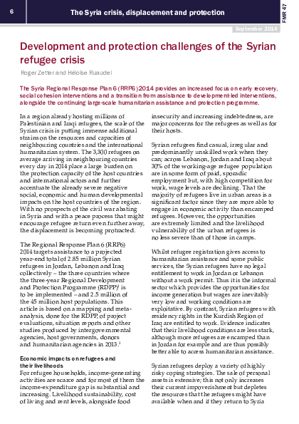 (PDF) The Syria crisis, displacement and protection Development and ...
