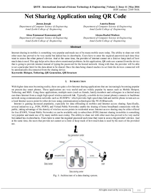 (PDF) Net Sharing Application using QR Code