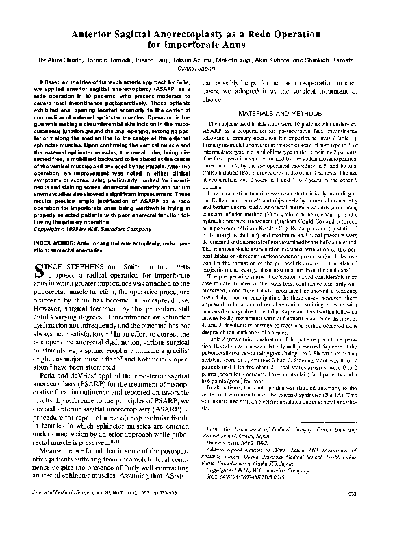 (PDF) Anterior sagittal anorectoplasty as a redo operation for ...