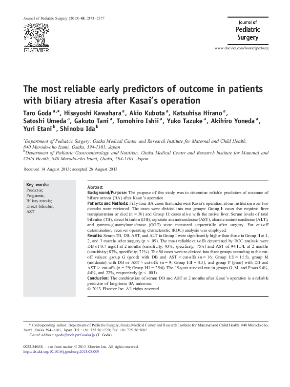 (PDF) The most reliable early predictors of outcome in patients with ...