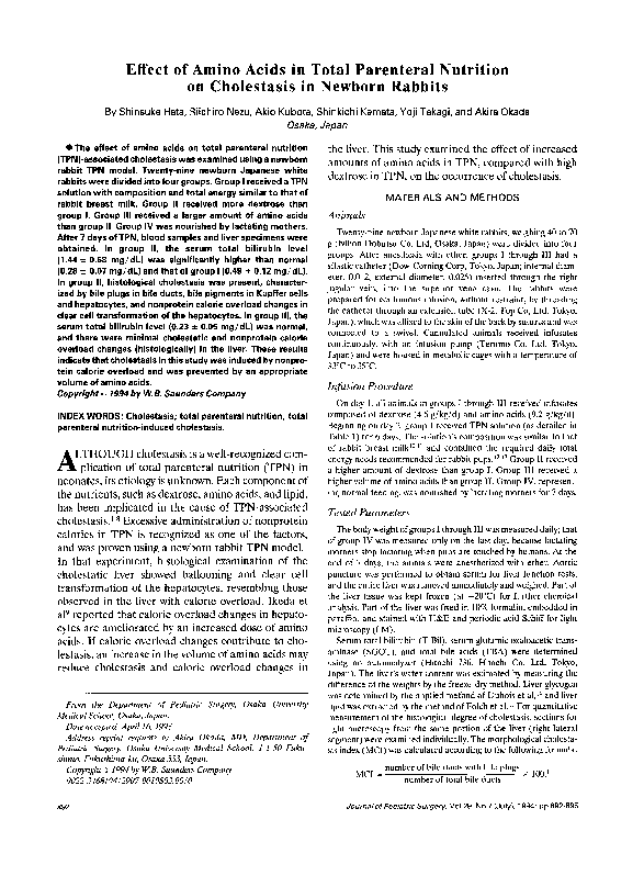 (PDF) Effect of amino acids in total parenteral nutrition on ...