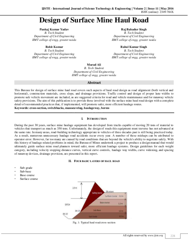 (PDF) Design of Surface Mine Haul Road