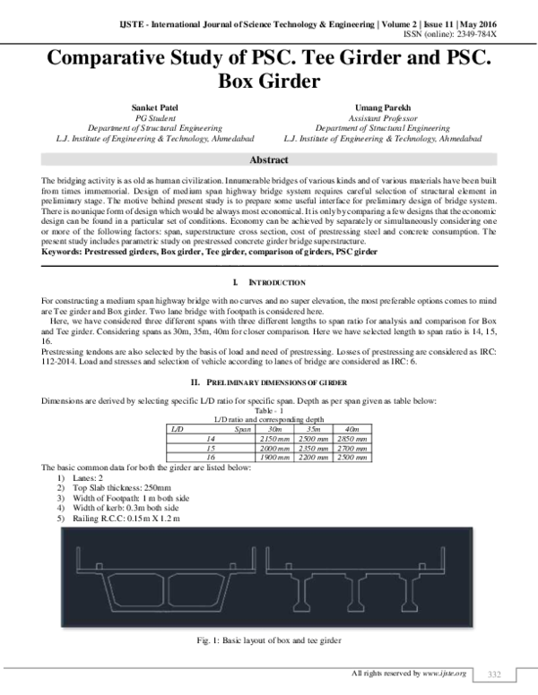(PDF) Comparative Study of PSC. Tee Girder and PSC. Box Girder