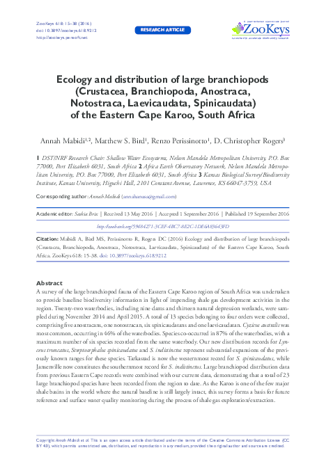 (PDF) Ecology and distribution of large branchiopods (Crustacea ...