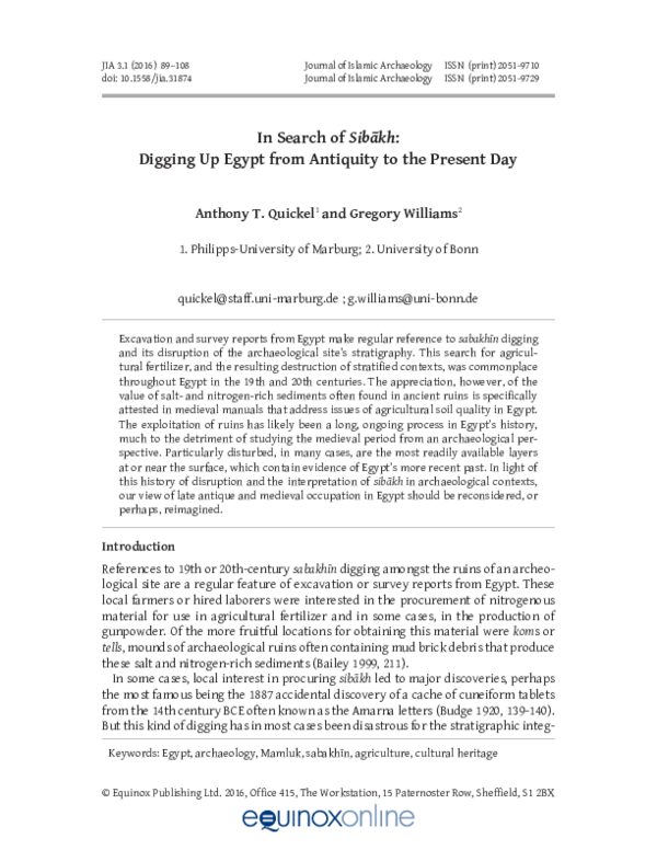 (PDF) In Search of Sibākh: Digging Up Egypt from Antiquity to the ...