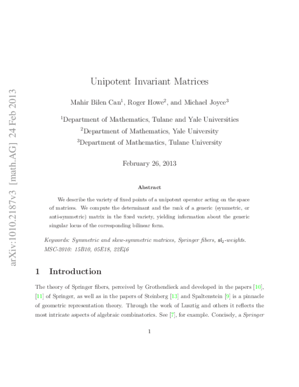 (PDF) Unipotent Invariant Quadrics