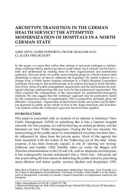 (PDF) Archetype Transition in the German Health Service? The Attempted ...