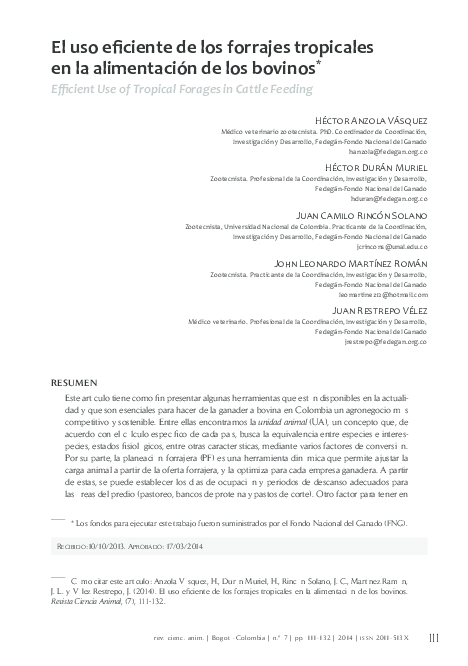 (PDF) El uso eficiente de los forrajes tropicales en la alimentación de ...