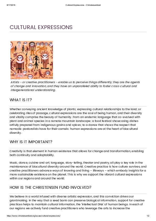 (PDF) CULTURAL EXPRESSIONS WHAT IS IT