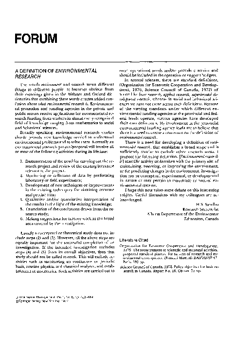 (PDF) A definition of environmental research