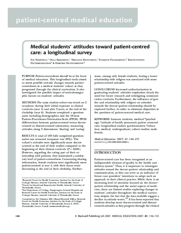 (PDF) Medical students' attitudes toward patient-centred care: a ...