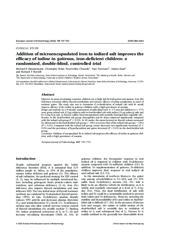 (PDF) Addition of microencapsulated iron to iodized salt improves the ...