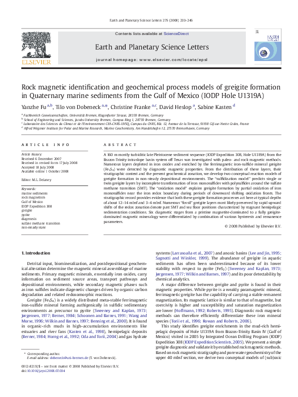 (PDF) Rock magnetic identification and geochemical process models of ...