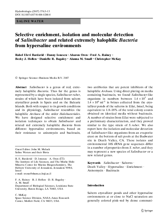 (PDF) Selective enrichment, isolation and molecular detection of ...