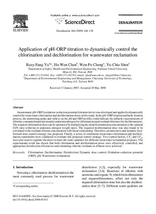 (PDF) Application of pH-ORP titration to dynamically control the ...