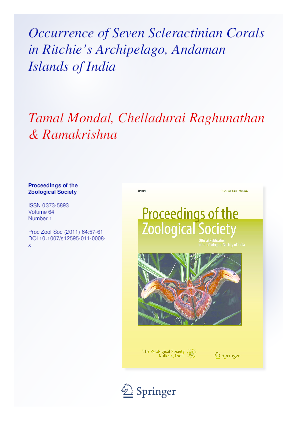 (PDF) Occurrence of Seven Scleractinian Corals in Ritchie’s Archipelago ... (PDF) Occurrence of Seven Scleractinian Corals in Ritchie’s Archipelago ...