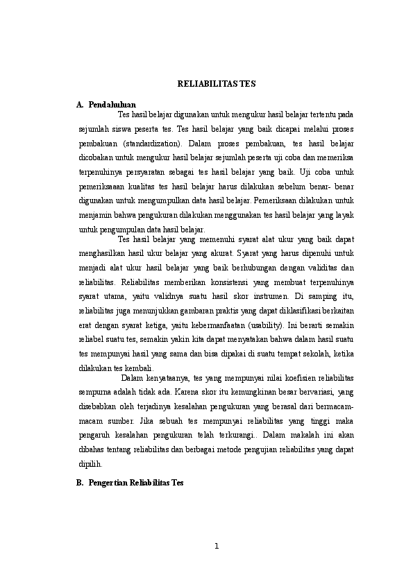 (DOC) RELIABILITAS TES