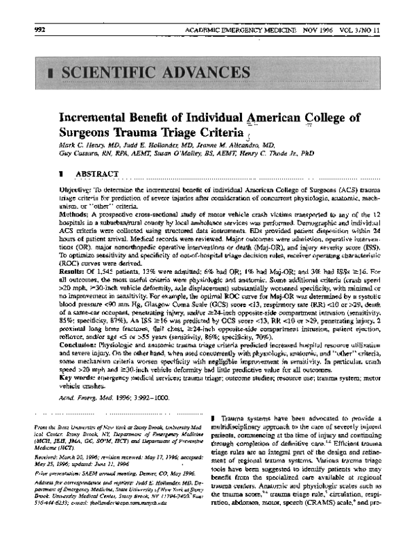 (PDF) Incremental Benefit of Individual American College of Surgeons ...