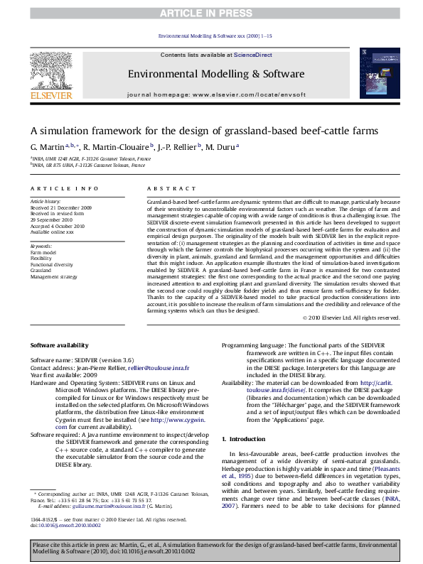 Pdf A Simulation Framework For The Design Of Grassland Based Beef