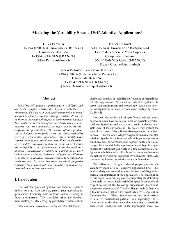 (PDF) Modeling the Variability Space of Self-Adaptive Applications