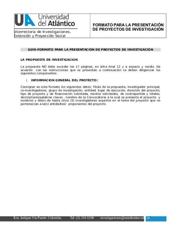 (DOC) GUÍA-FORMATO PARA LA PRESENTACIÓN DE PROYECTOS DE INVESTIGACIÓN