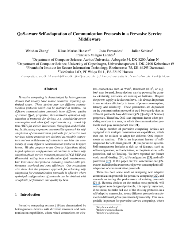 Pdf Qos Aware Self Adaptation Of Communication Protocols In A Pervasive Service Middleware