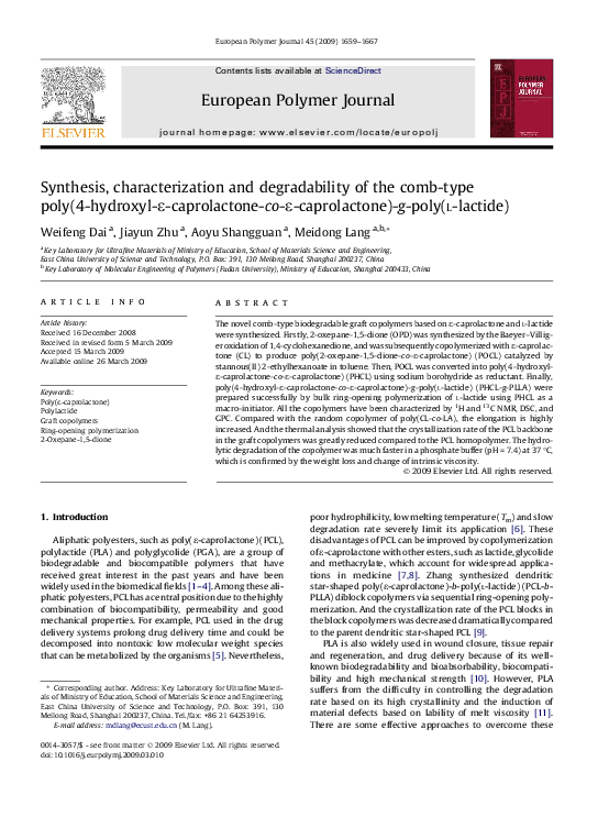 (PDF) Synthesis, characterization and degradability of the novel ...