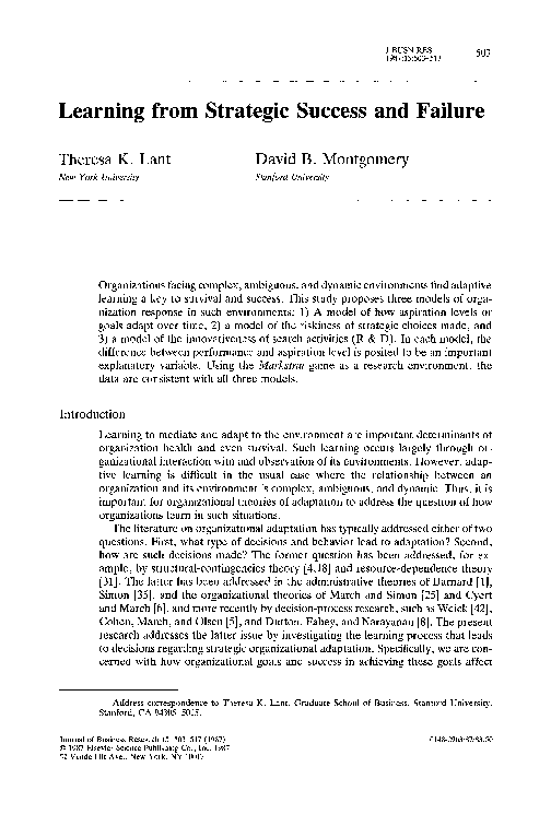 (PDF) Learning from Strategic Success and Failure