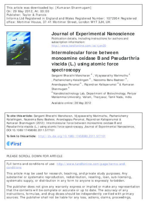 (PDF) Intermolecular force between monoamine oxidase B and Pseudarthria ...