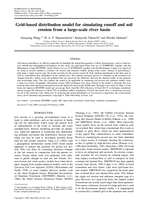 (PDF) Grid-based distribution model for simulating runoff and soil erosion from a large-scale ...