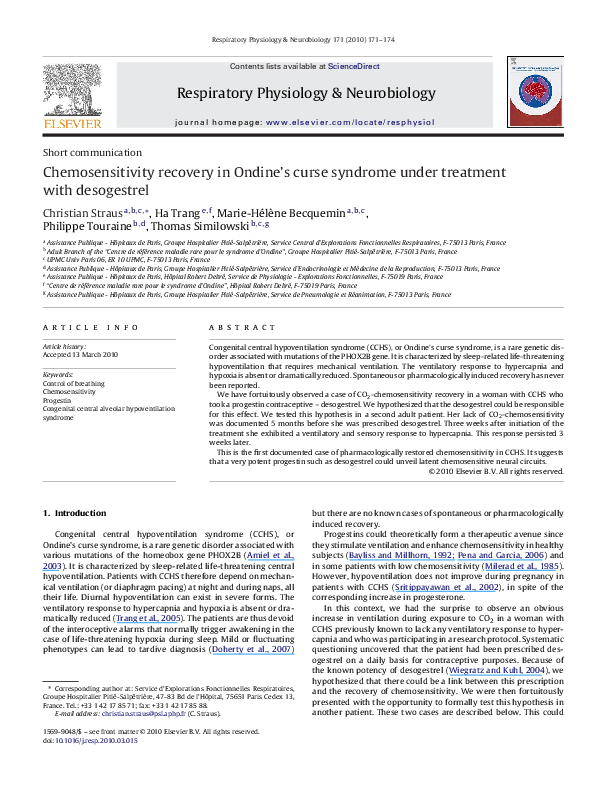 (PDF) Chemosensitivity recovery in Ondine's curse syndrome under ...