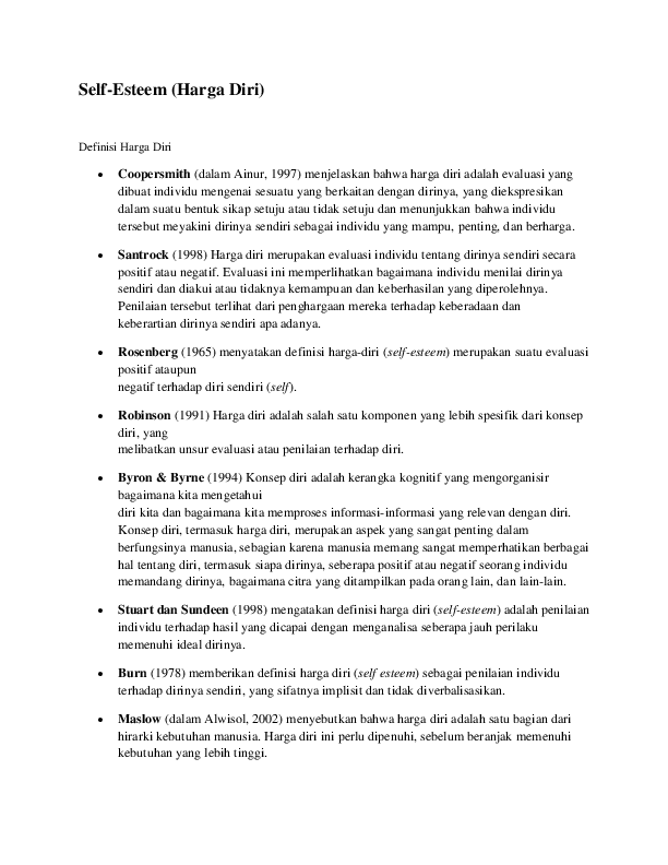 (PDF) Self-Esteem (Harga Diri)