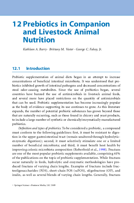 (PDF) Prebiotics in Companion and Livestock Animal Nutrition