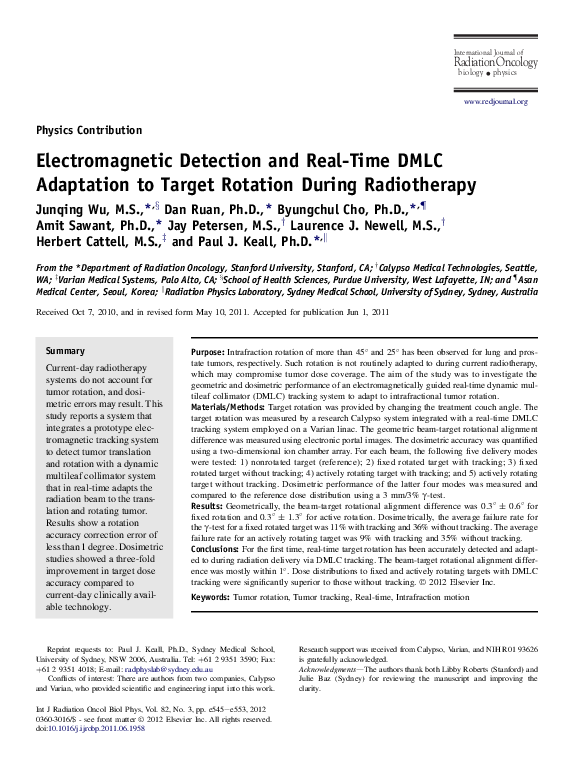 (PDF) Electromagnetic Detection and Real-time DMLC Adaptation to Target ...
